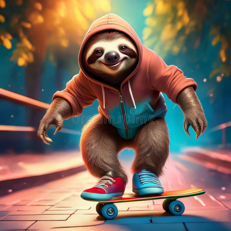 Sloth Skateboard Park Cartoon Stock Photos - Free & Royalty-Free Stock ...