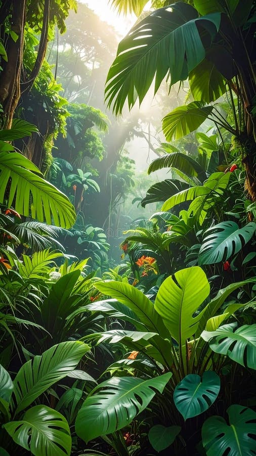 Jungle Day. Overgrown Plants in the Jungle Stock Illustration ...