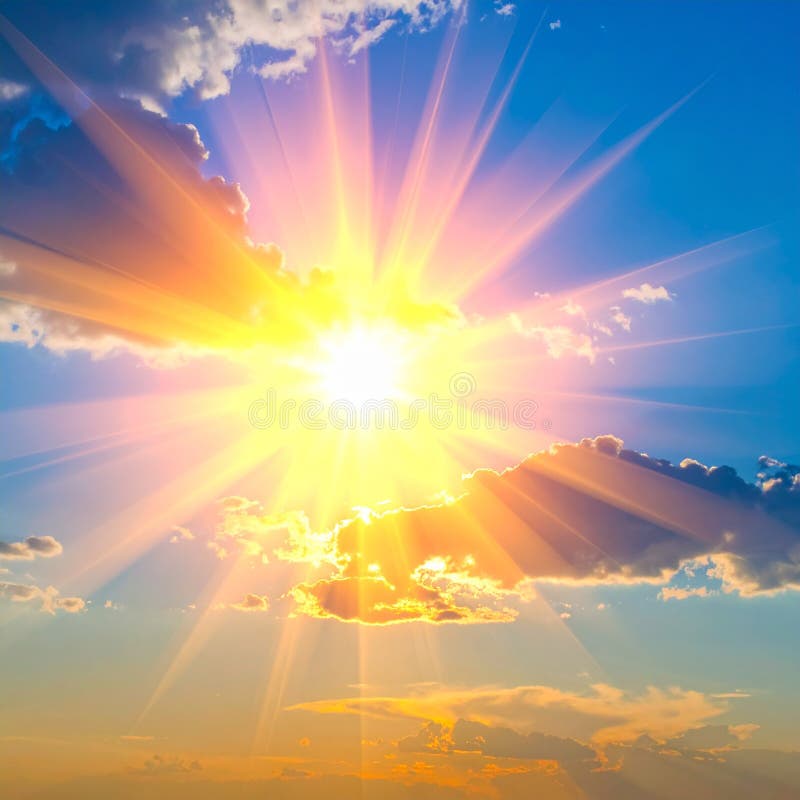 Summer Bright Sun. a Symbol of the Bright Summer Sun with Beams Stock ...