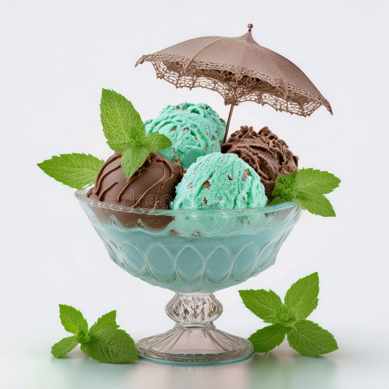 Mint Chocolate Chip Ice Cream in Cone Isolated on Transparent ...