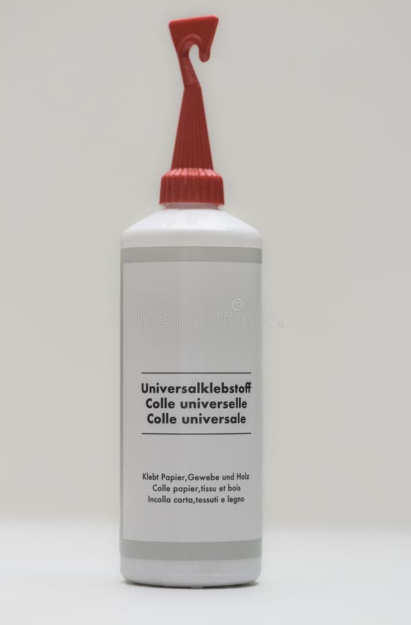 Universal Adhesive Bottle with Red Cap and Multilingual Label for Paper ...