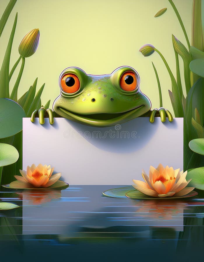 Frog birthday card cartoon stock photo. Image of water - 382284882