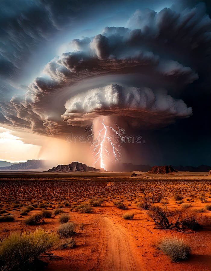 Monsoon Lightning Storm in the Arizona Desert Stock Photo - Image of ...