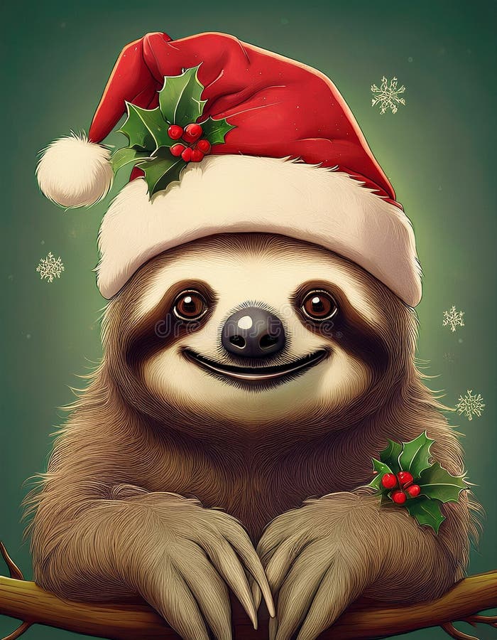 Christmas sloth cartoon stock image. Image of animal - 341044257