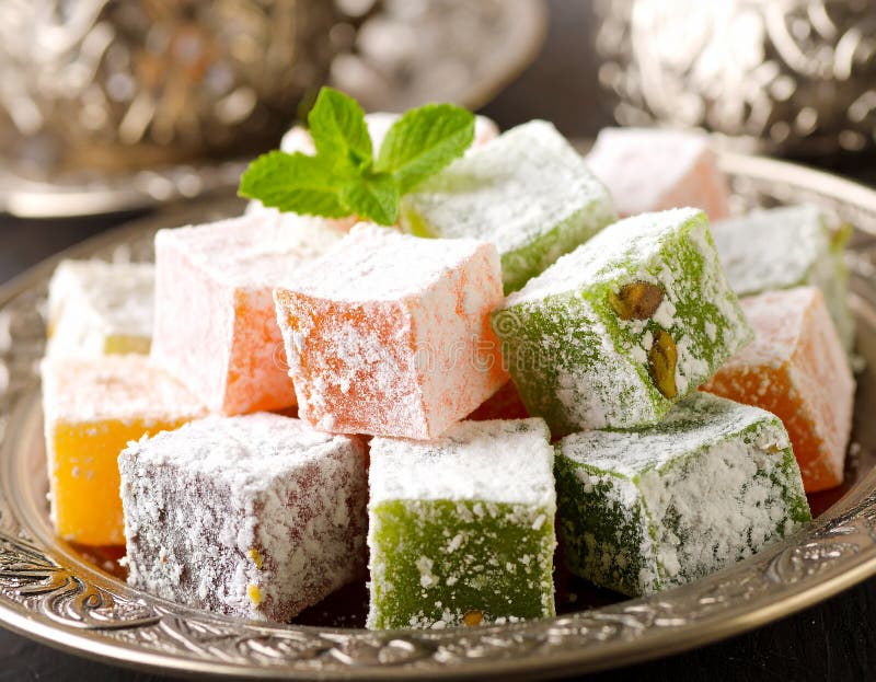Turkish Delight in the Plate Stock Illustration - Illustration of ...