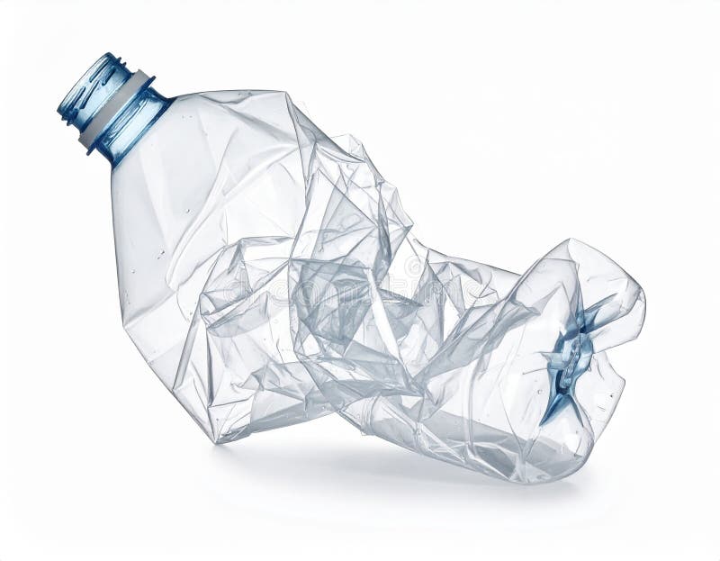 One Crumpled Plastic Bottle Isolated on White Stock Illustration ...
