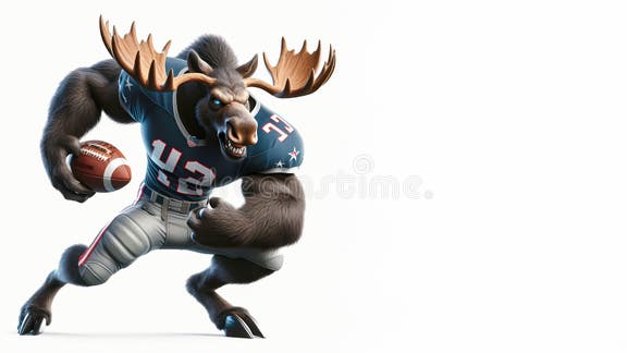 Anthropomorphic Moose Wearing American Football Gear, Poised in Dynamic ...