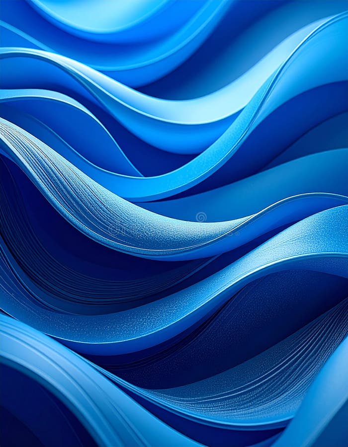 Three Dimensional Render of Blue Wavy Pattern. Stock Illustration ...