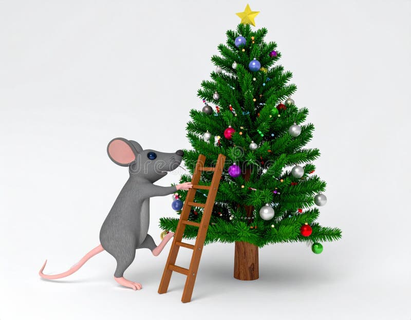 Christmas Mouse among the Branches of Spruce. Stock Photo - Image of ...
