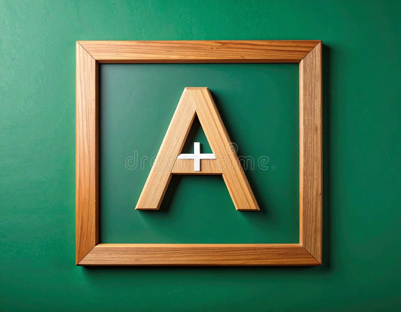 School Grade. Letter a with Plus Symbol on Green Chalkboard Stock ...
