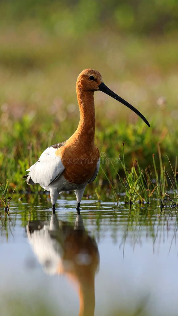 A Long Tail Drooping in a Calm Wetland, Prickling the Bird S White ...