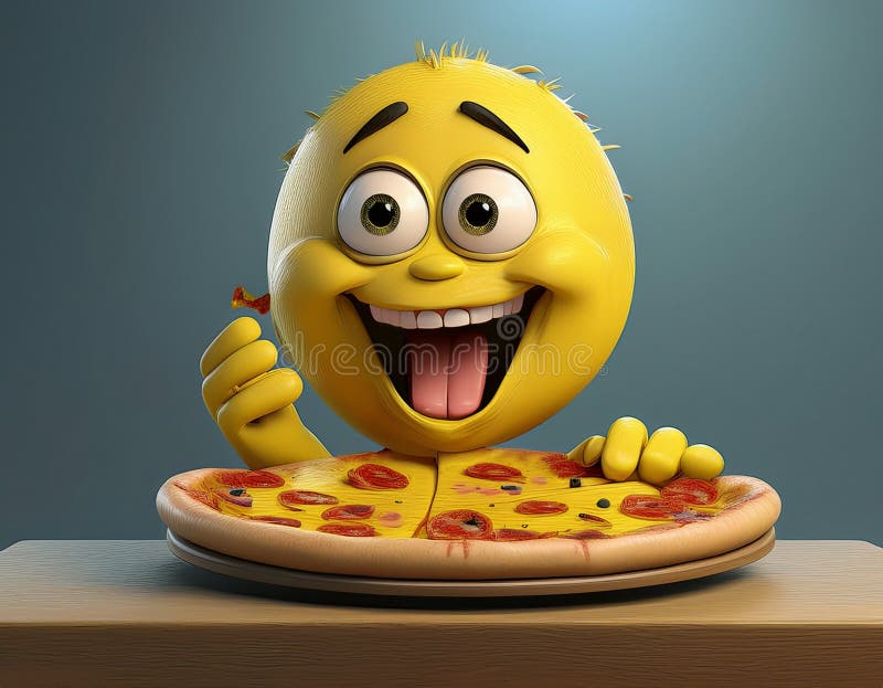 Emoticon eating Pizza stock image. Image of emoticon - 389903997