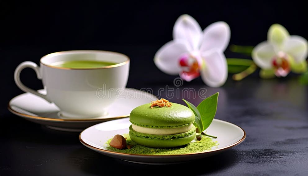 Generated Image.a Delicately Arranged Green Tea-themed Setting. Stock ...