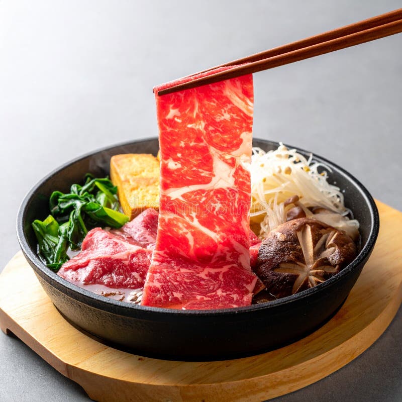 Melting Wagyu Sukiyaki Feast Stock Photo - Image of detail, dish: 394377978