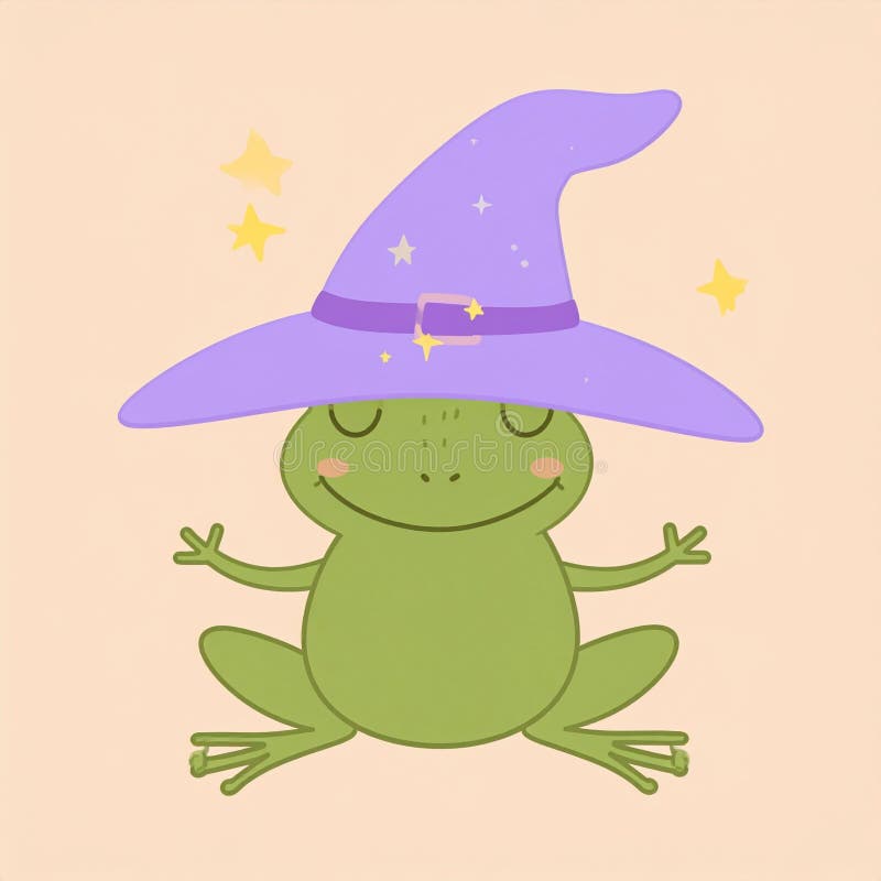 Halloween Frog with Wizard Hat Cartoon Stock Illustration ...