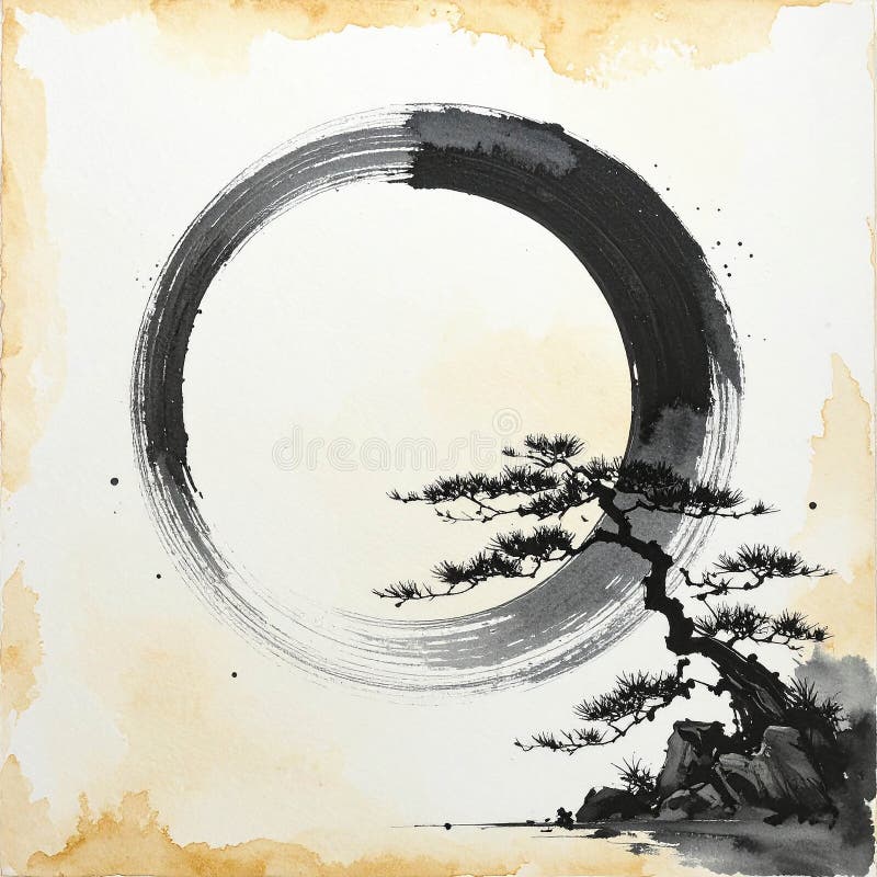 Minimalist Tree Sumi E Ink Painting Stock Photos - Free & Royalty-Free ...