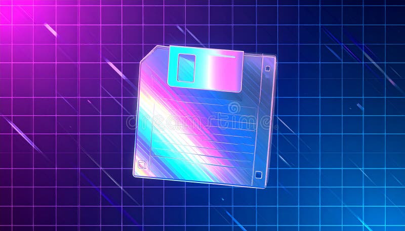 Retro Floppy Disk in Vaporwave Style Stock Illustration - Illustration ...