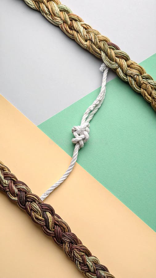 Braided Ropes on Color Background, Top View. Unity Concept Stock ...