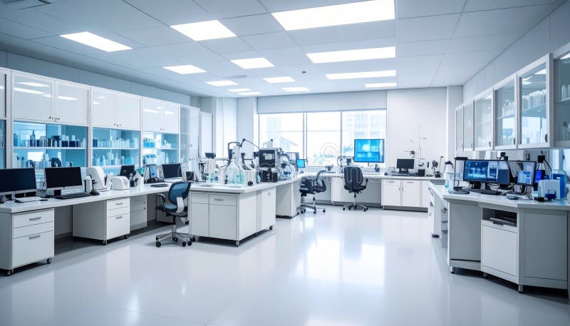 Modern High-Tech Scientific Research Laboratory Interior Stock Illustration - Illustration of ...