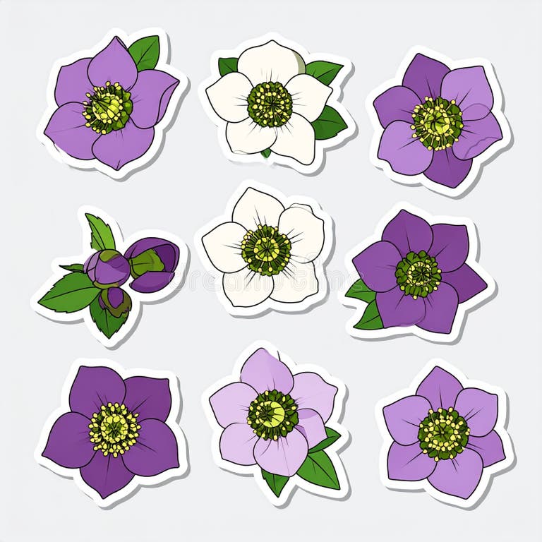 Illustrated Hellebore Flower Stickers Stock Illustrations – 1 ...