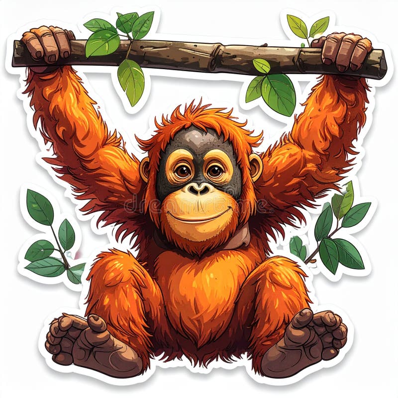 Cartoon Orangutan Ape Vector Illustration Stock Photos - Free & Royalty ...