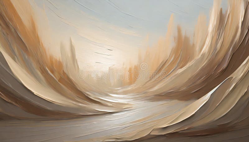 Abstract Artwork Depicting Landscape Using Broad Brushstrokes in Earthy ...
