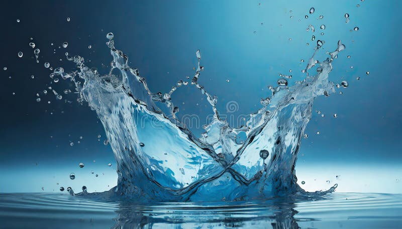 Abstract Background with Blue Water Splash and Drops. Stock ...