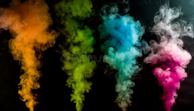 Abstract Set of Explosion Smoke Natural Pattern on Black Background ...
