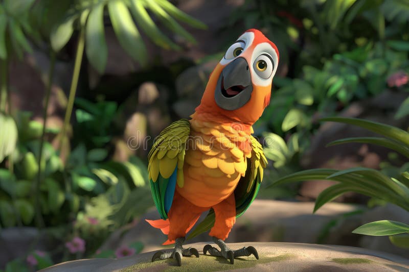 Adorable Cartoon Parrot Character. Illustration for Kids Book Stock ...