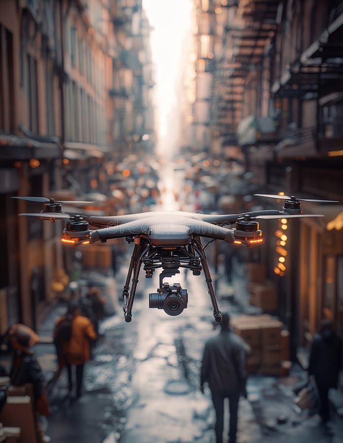 Aerial Quadcopter Drone Carrying Large Stack of Cardboard Boxes ...