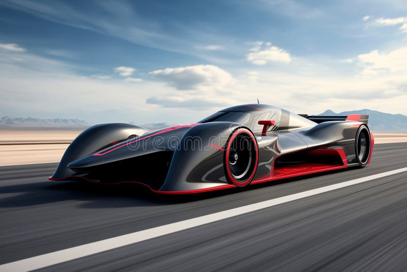 AI Race Car on a Track with Motion Blur and Sleek Futuristic Design ...
