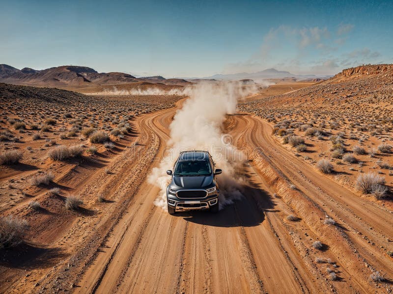 Truck Moving through the Desert Stock Illustration - Illustration of ...