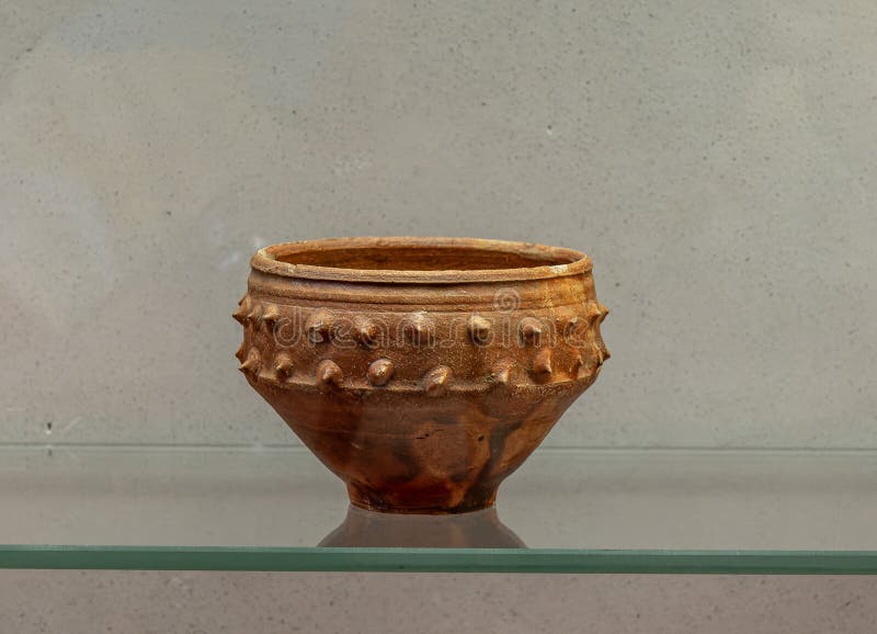 Ancient Roman Ceramic Bowl with Textured Design Stock Image - Image of ...