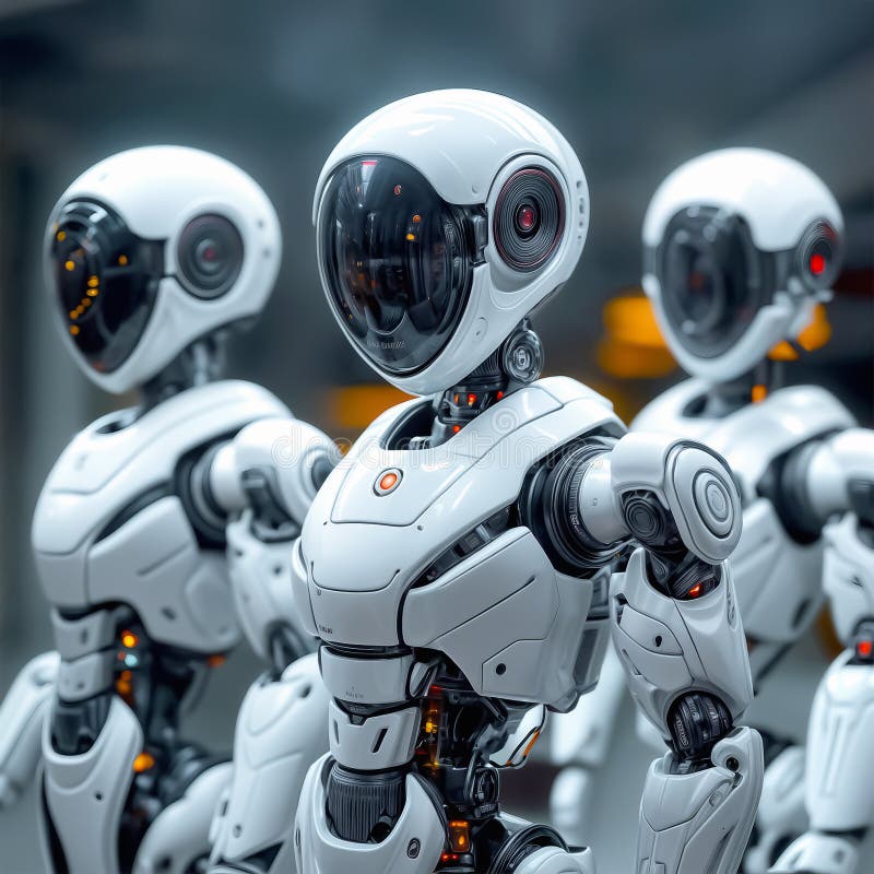 White Man Humanoid Creating Artificial Intelligence 3D Rendering Stock ...