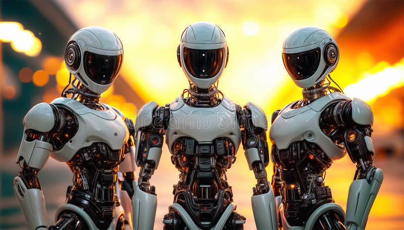 Android Robots. Three White Robots. Sky-Fi Robots are Ready To Take ...