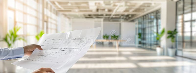 Architect S Hands Holding Detailed Blueprint in Modern Office with ...