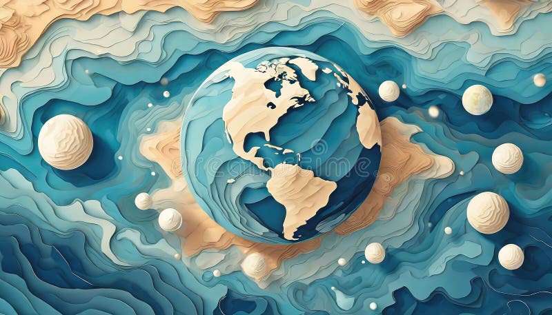 Artistic Paper-style Representation of Earth and Planets with Textured ...