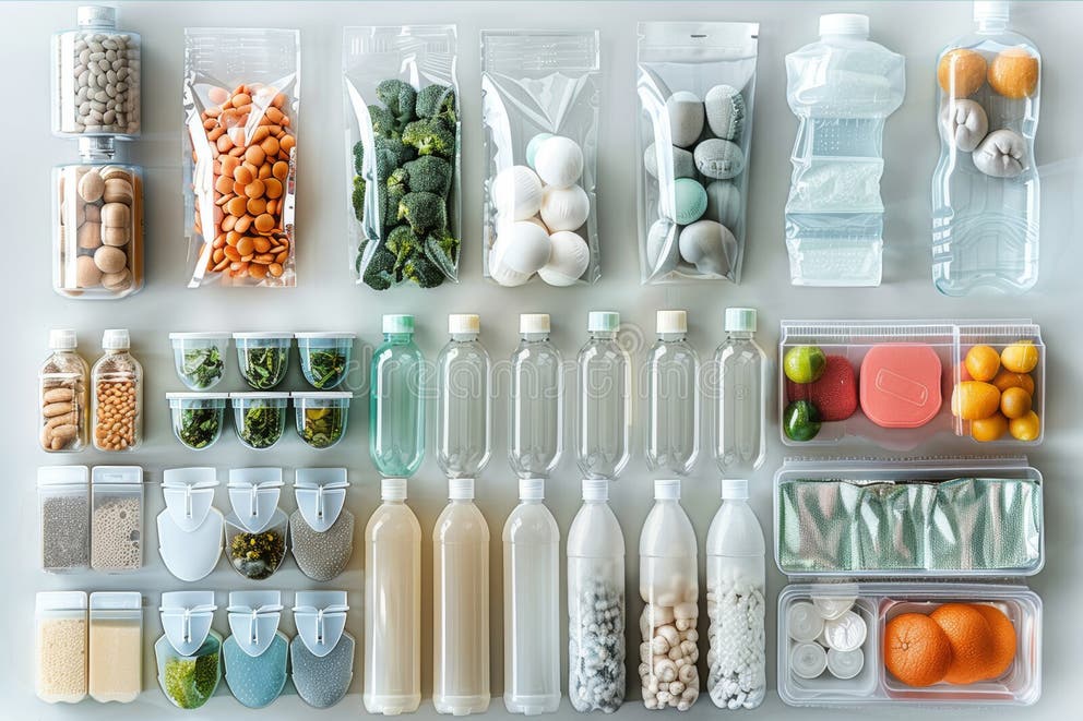 Assorted Plastic Packaging Products, Featuring Bottles, Containers, and ...
