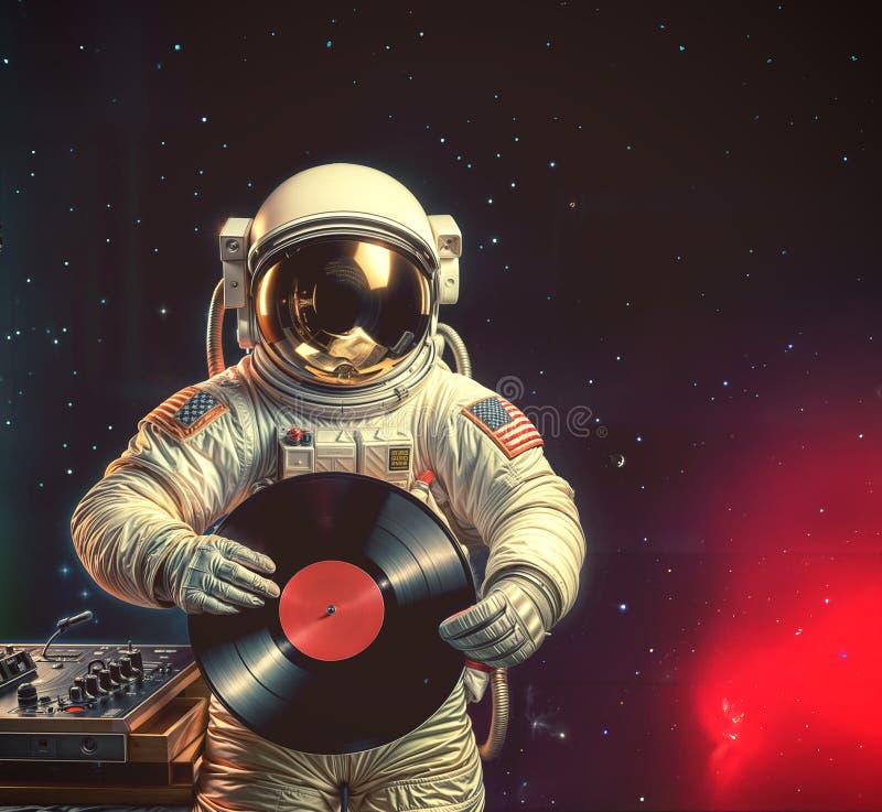 An Astronaut Holds a Vinyl Record in Space, Suggesting a Cosmic Music ...