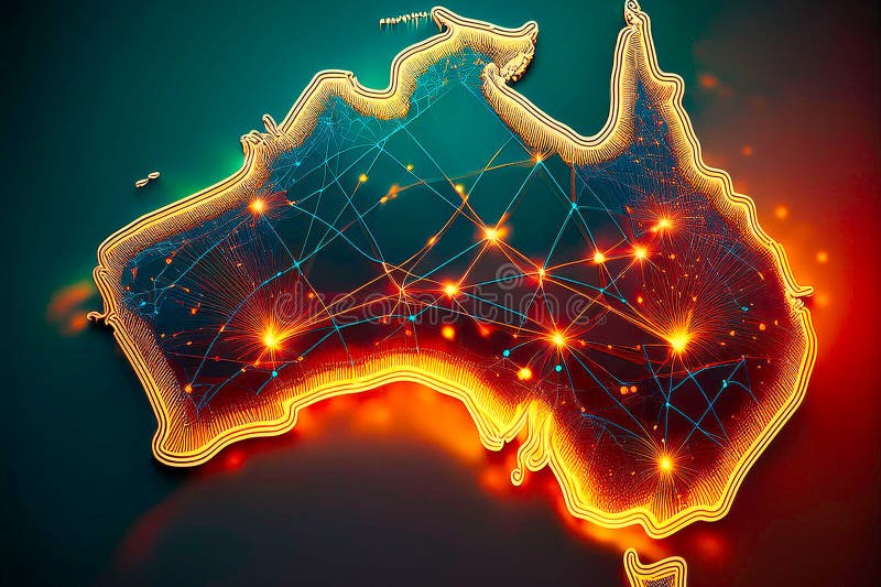 Australia Global Network and Data Exchange Visualized on a World Map ...