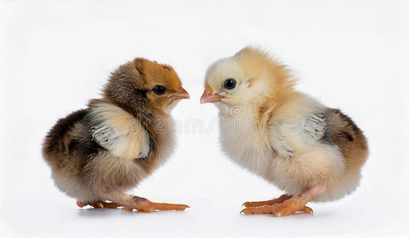 Two Cute Chickens Isolated on White. Baby Animals. Stock Photo - Image ...