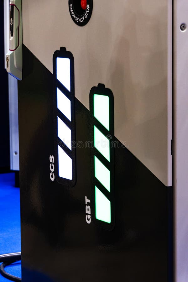Battery-shaped Charge Indicator on a Car Charging Station Stock Photo ...