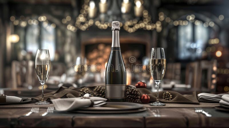 Elegant Table Setting with Champagne for Festive Celebration Decor ...