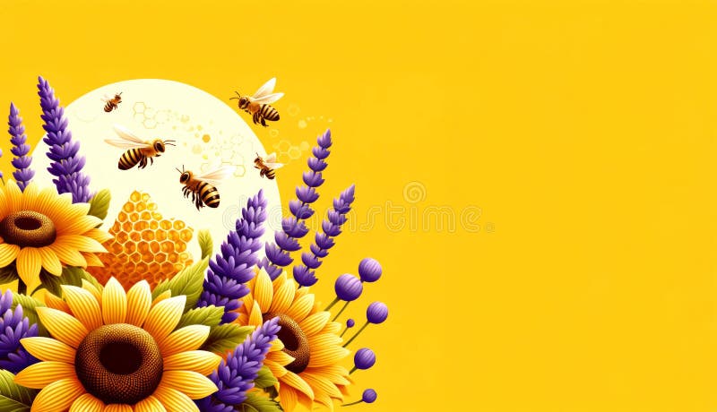 World Bee Day Celebration with Bees and Sunflowers Stock Photo - Image ...