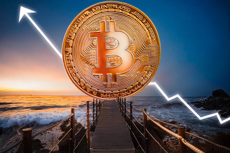 Bitcoin Cryptocurrency Value Increasing with Orange Stock Illustration ...