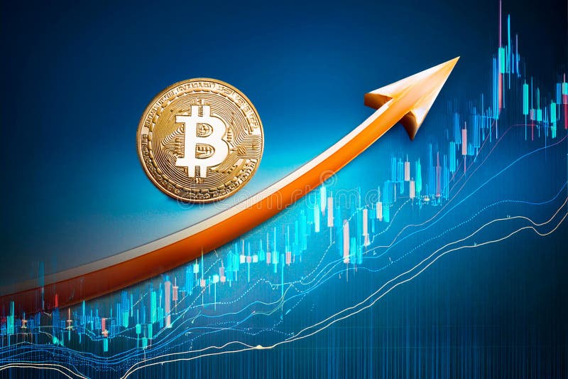 Bitcoin Cryptocurrency Value Increasing with Orange Stock Illustration ...