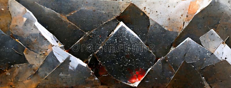 Black Coal Crystal with Blood Red Particles. Panorama with Copy Space ...