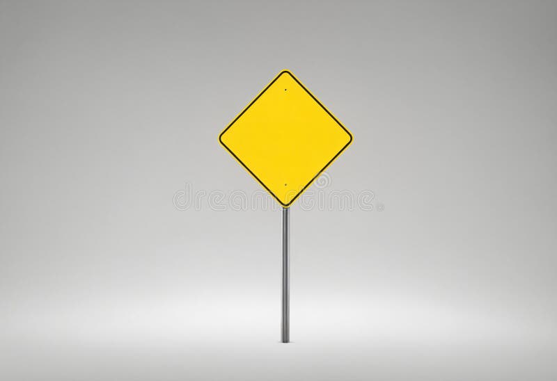 Blank Yellow Diamond Shaped Road Sign on Pole Stock Image - Image of ...