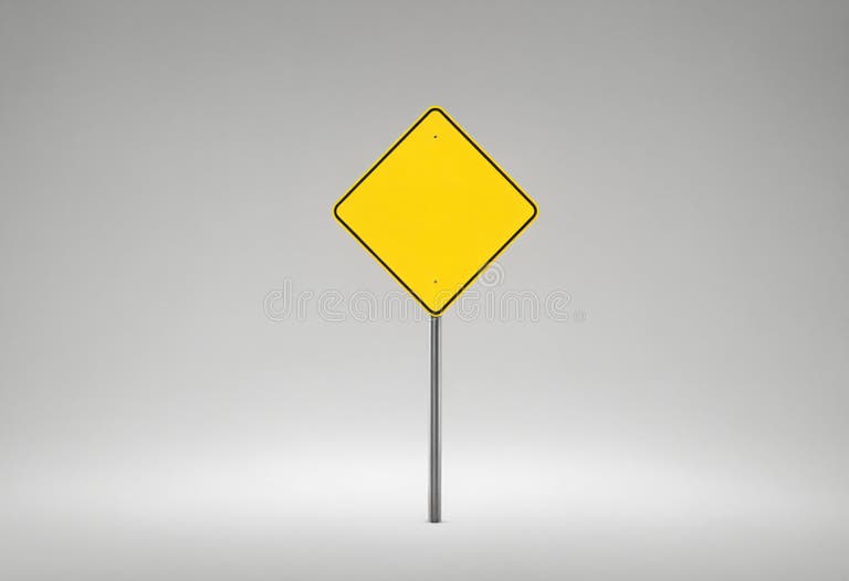 Blank Yellow Diamond Shaped Road Sign on Pole Stock Image - Image of ...