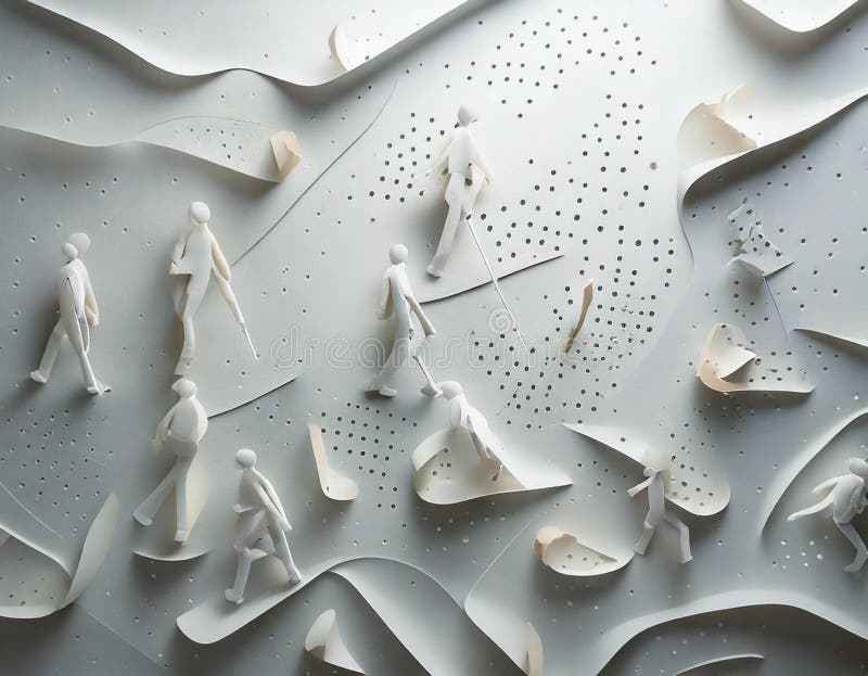 Generated Image. Blind People Walk on Paper with Braille Letter. World ...